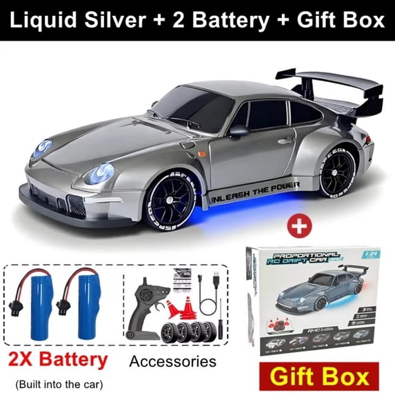 ATJIA 1:24 4WD RC Drift Car with LED Light 2.4G Radio 20KM/H High Speed ...