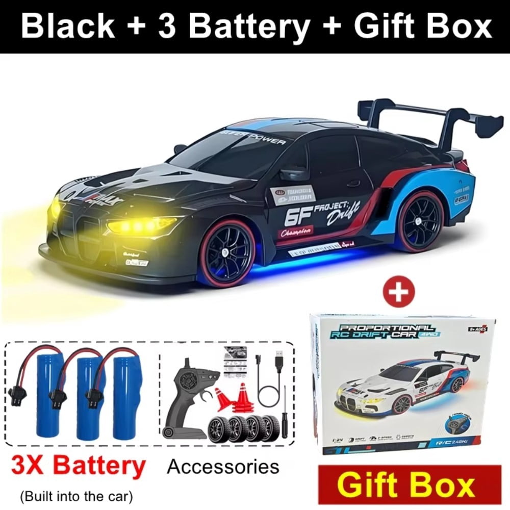 ATJIA 1:24 4WD RC Drift Car with LED Light 2.4G Radio 20KM/H High Speed ...
