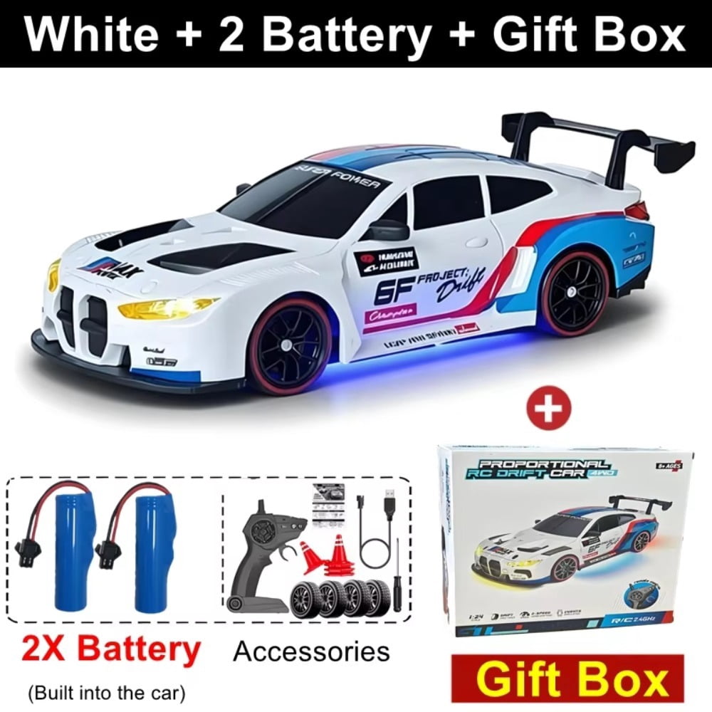 ATJIA 1:24 4WD RC Drift Car with LED Light 2.4G Radio 20KM/H High Speed ...
