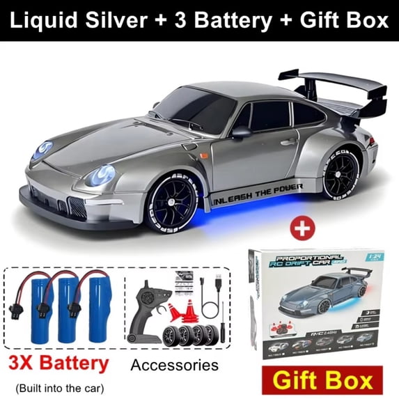 ATJIA 1:24 4WD RC Drift Car with LED Light 2.4G Radio 20KM/H High Speed ...