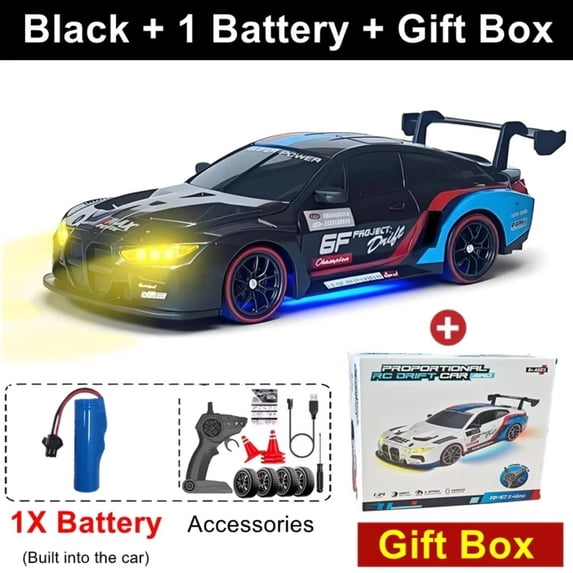 ATJIA 1:24 4WD RC Drift Car with LED Light 2.4G Radio 20KM/H High Speed ...