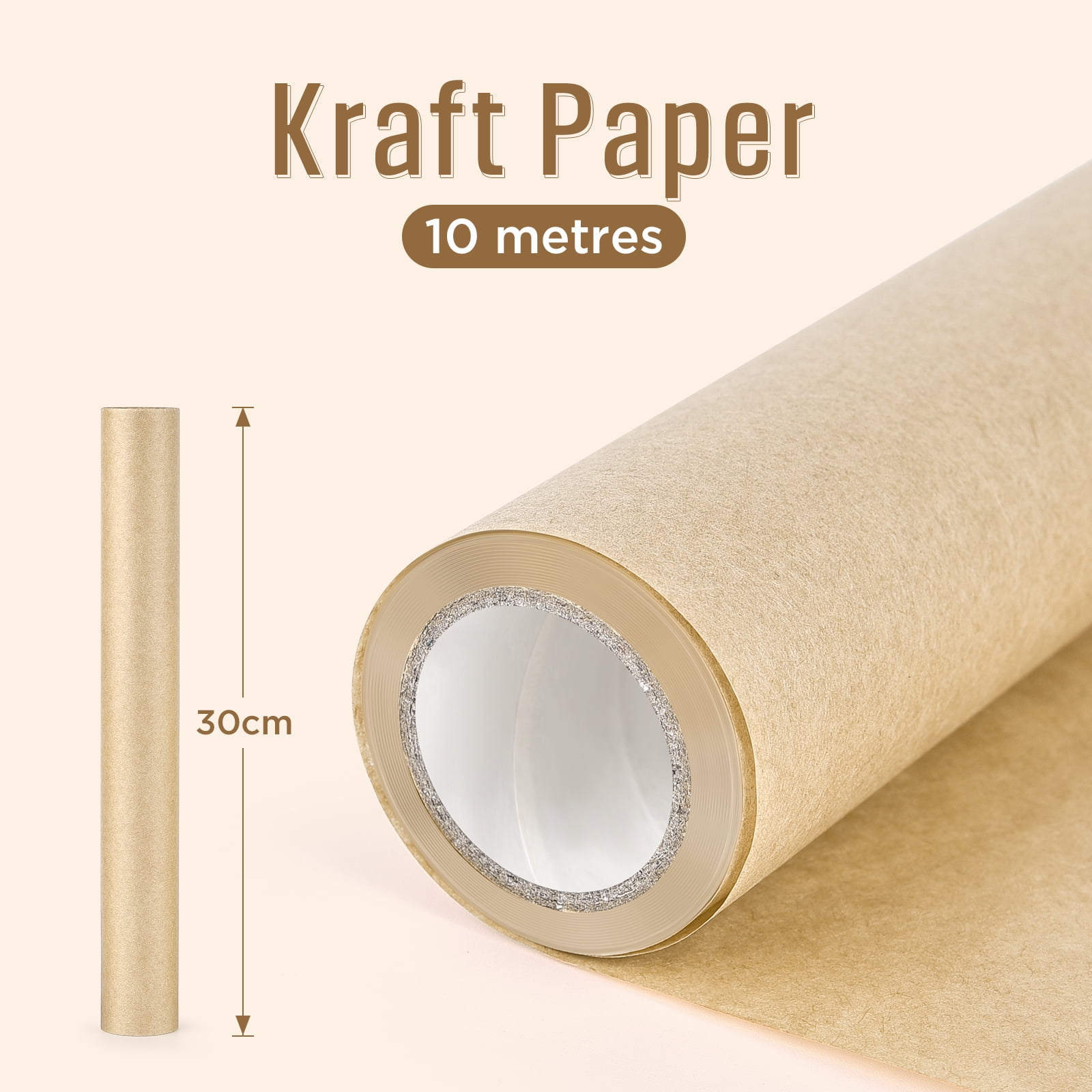 ATJIA 10 Meters Brown Kraft Paper Roll for Packing Natural Kraft ...