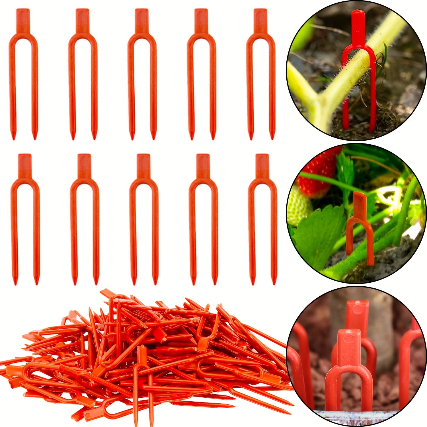 ATJIA 100/200pcs Plastic Gardening Plant Pin Strawberry Support Clips ...