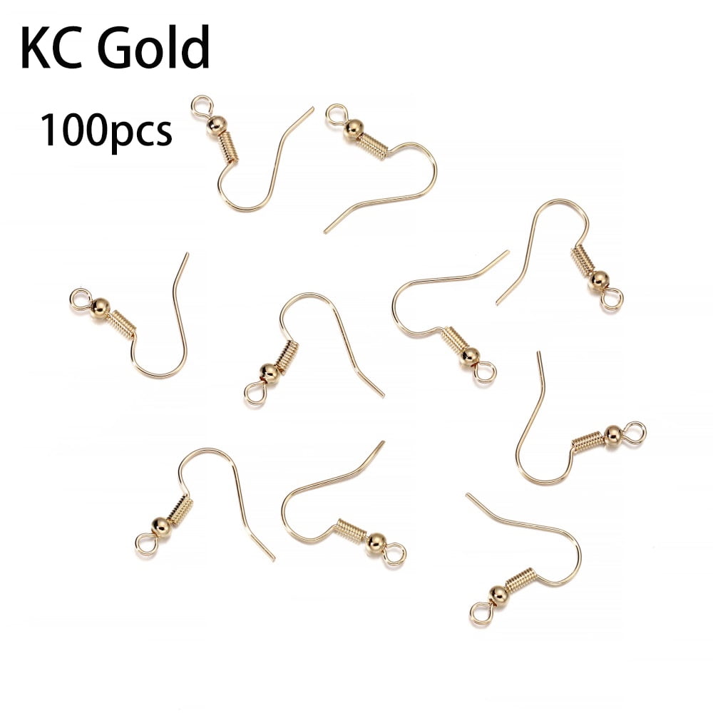 ATJIA 100/300 Pcs Hypoallergenic Earring Hook Kit Mix-color Ear Wires ...