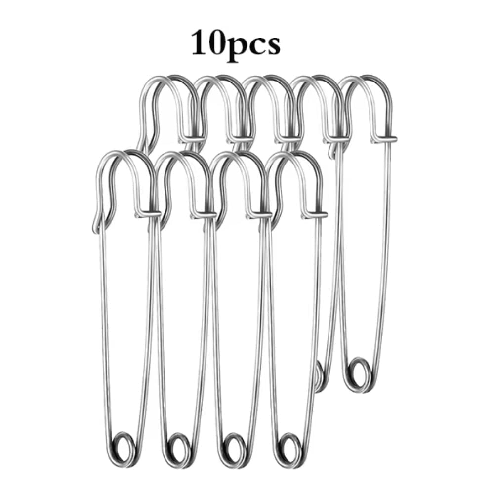 ATJIA 10PCS Large Safety Pins Heavy Duty 3" & 4" Stainless Steel Safety ...
