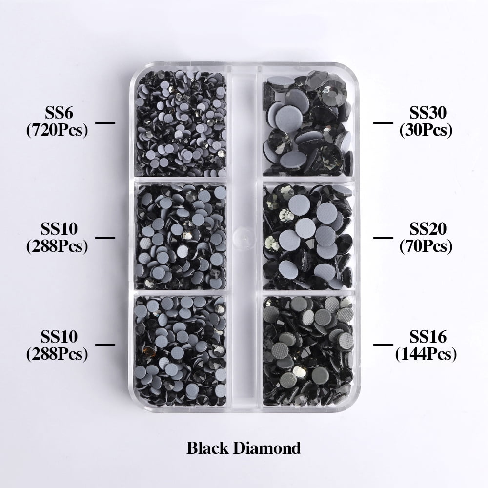ATJIA 1540 Pieces Flat Back Gems Round Crystal Rhinestones 6 Sizes (2-4 ...