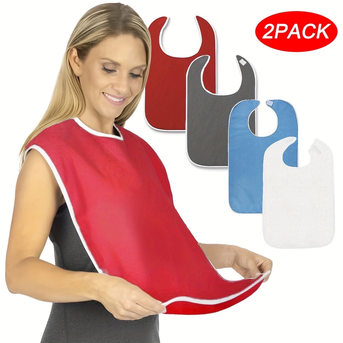 ATJIA 2 Pack Adult Bibs Washable Clothing Protector for Women Men ...
