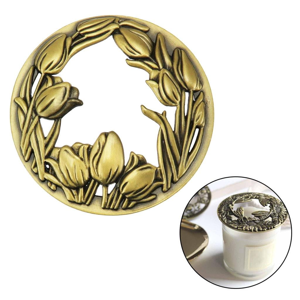 ATJIA 2 Pack Antique Metal Candle Toppers Scented Candles Cover Leaf ...
