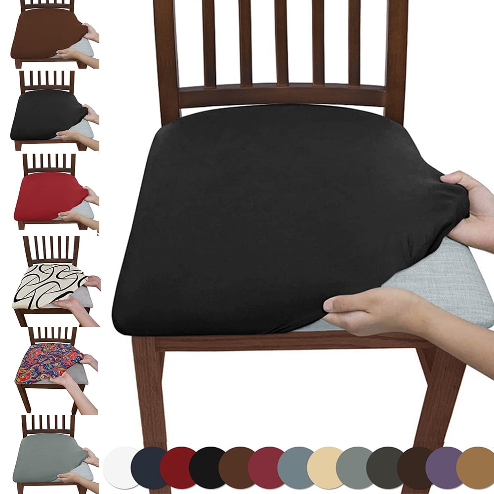 ATJIA 2 Pack Seat Covers for Dining Room Chairs Stretch Chair Seat ...