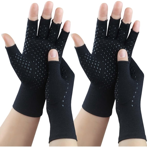 ATJIA 2 Pairs Fingerless Compression Gloves with Silicone Dots Anti ...