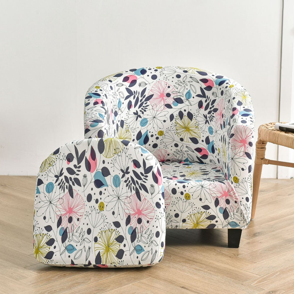 ATJIA 2 Piece Club Chair Slipcover Stretch Barrel Chair Covers Printed ...