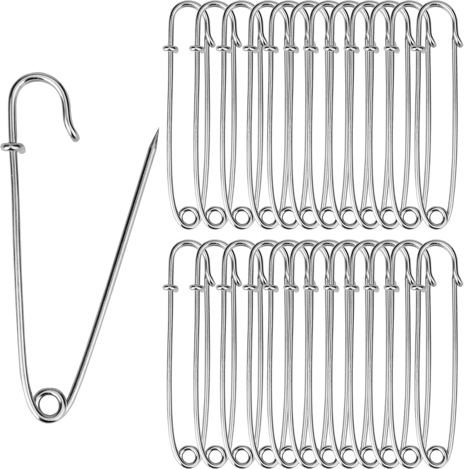 ATJIA 3" and 4" Large Safety Pins Pack of 30 for Clothes Leather Canvas ...