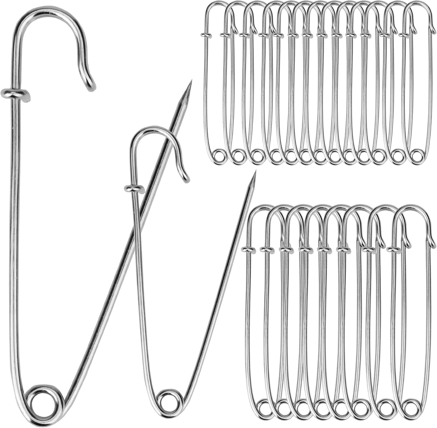 ATJIA 3" and 4" Large Safety Pins Pack of 30 for Clothes Leather Canvas ...