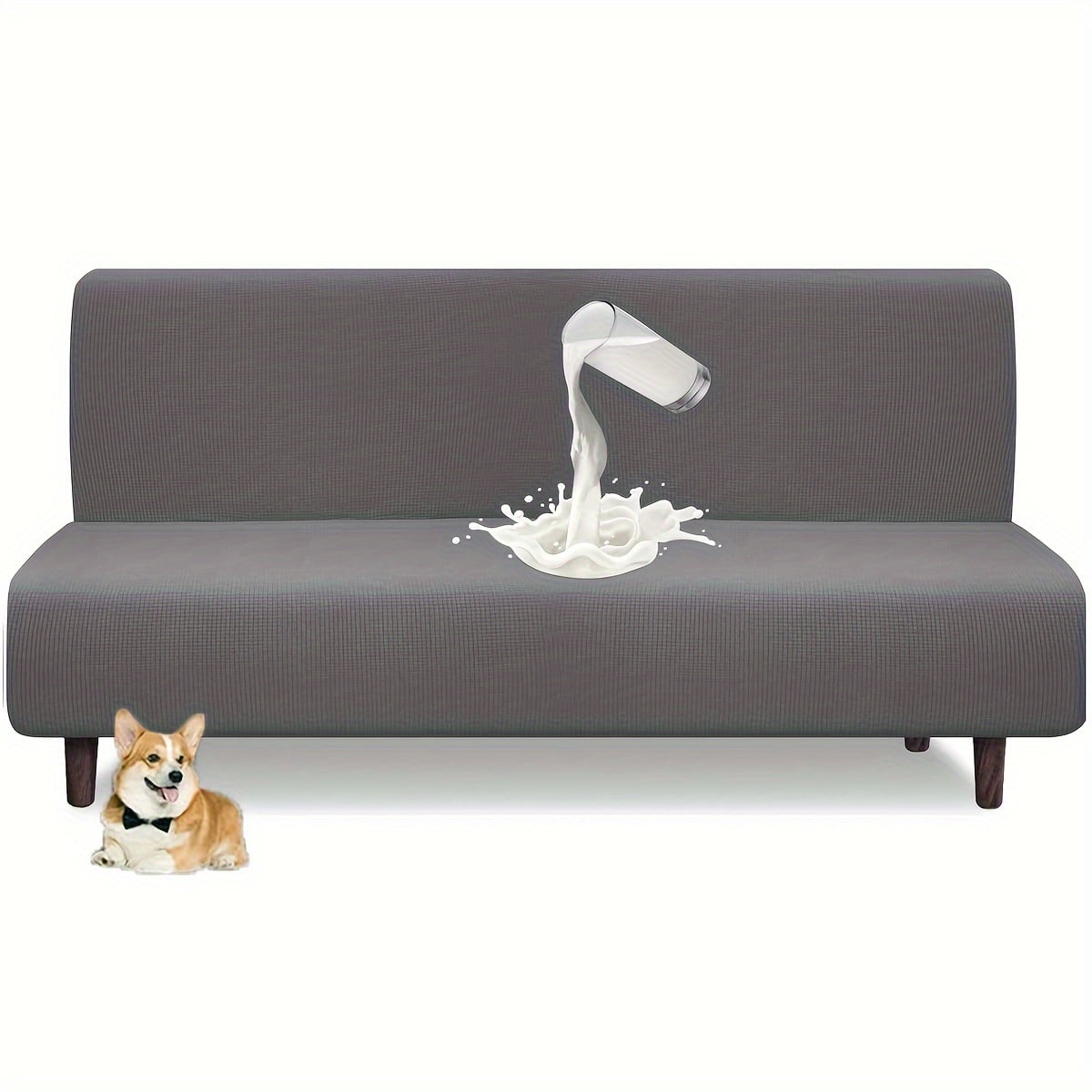 ATJIA Armless Futon Cover Stretch Sofa Bed Slipcover Protector Elastic ...