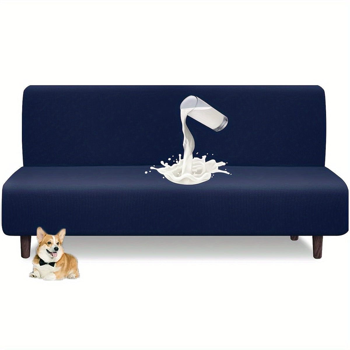 ATJIA Armless Futon Cover Stretch Sofa Bed Slipcover Protector Elastic ...