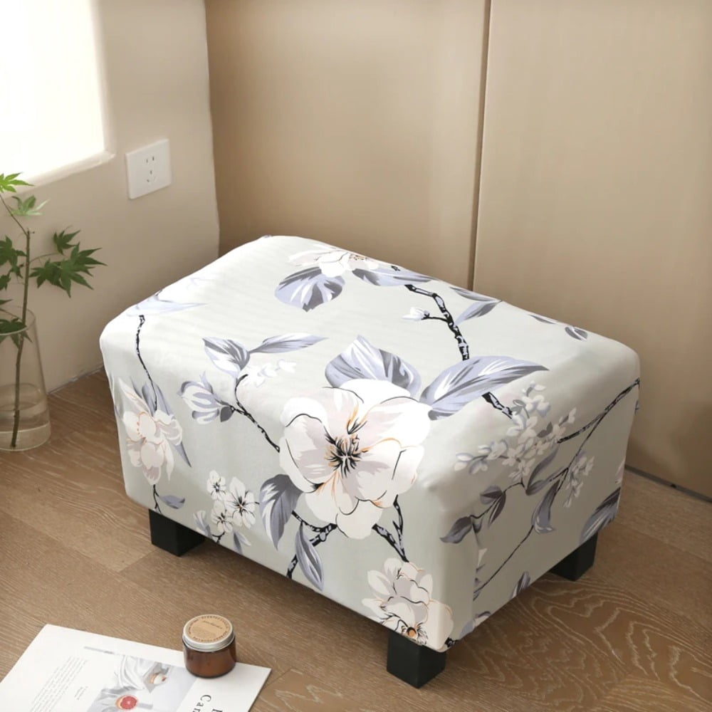 ATJIA Chair Cover Stretch Ottoman Cover Rectangular Storage Ottoman ...