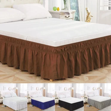 Subrtex Elastic Wrap Around Bed Skirt Dust Ruffle Smooth Soft Bed Frame ...
