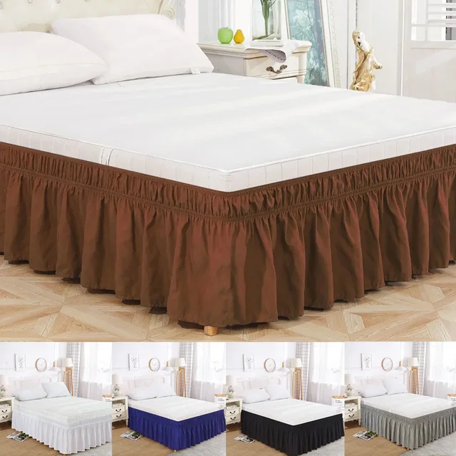 ATJIA Elastic Wrap Around Bed Skirt Dust Ruffle Smooth Soft Bed Frame ...