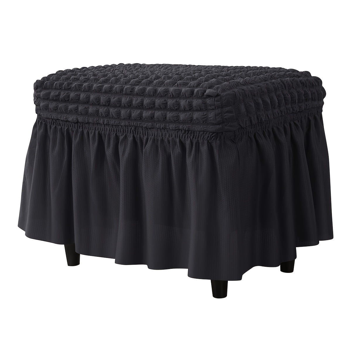 ATJIA Ottoman Cover Rectangular Storage Ottoman Slipcovers with Skirt ...