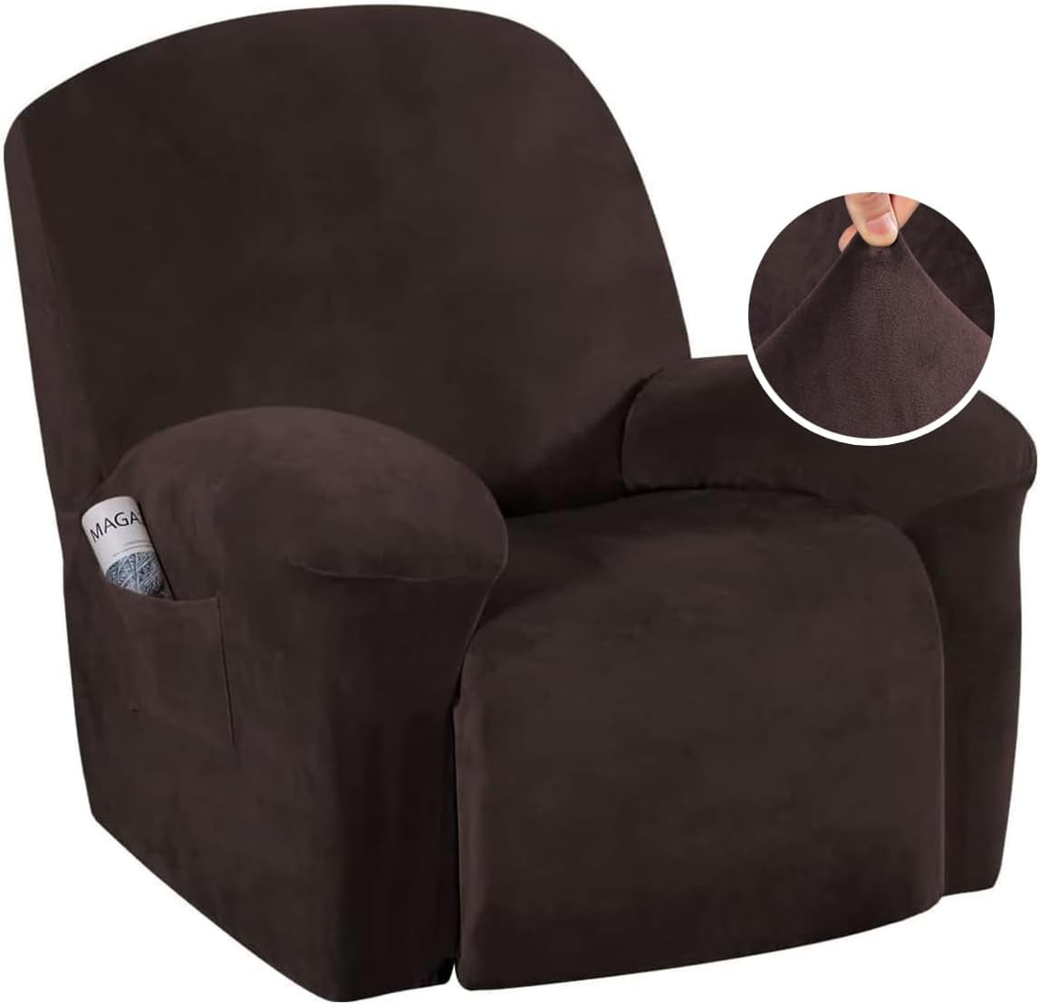 ATJIA Stretch Recliner Chair Covers Velvet Plush Chair Slip Covers with ...