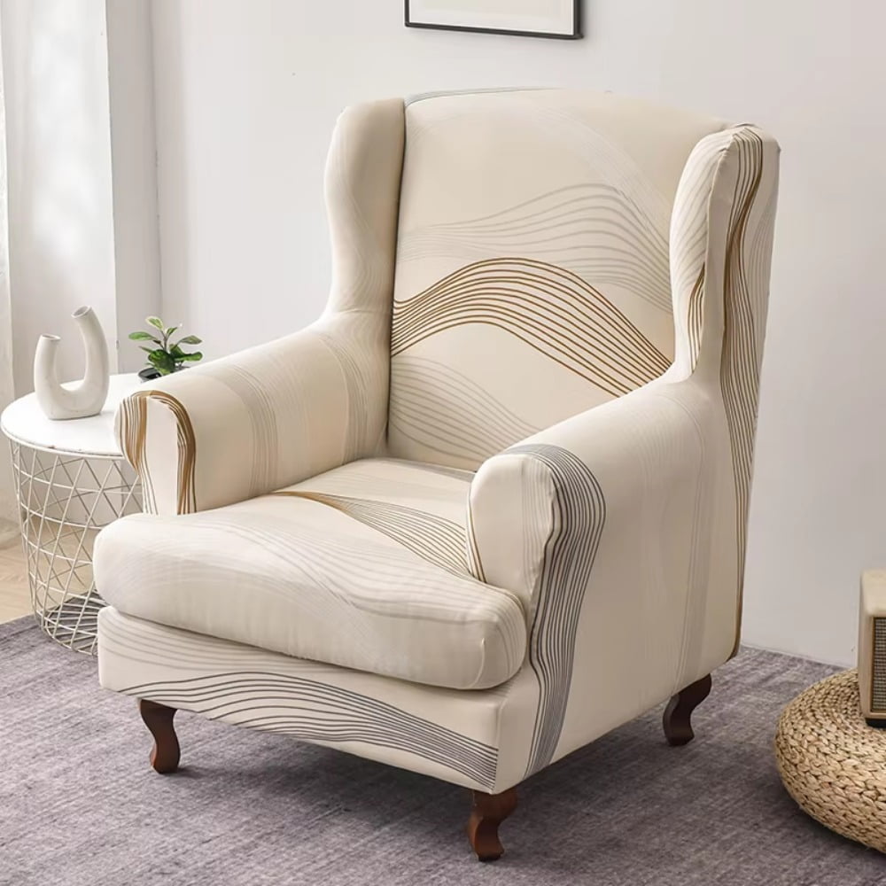 ATJIA Wing Chair Slipcovers 2 Pieces Stretch Wingback Chair Covers Sofa ...