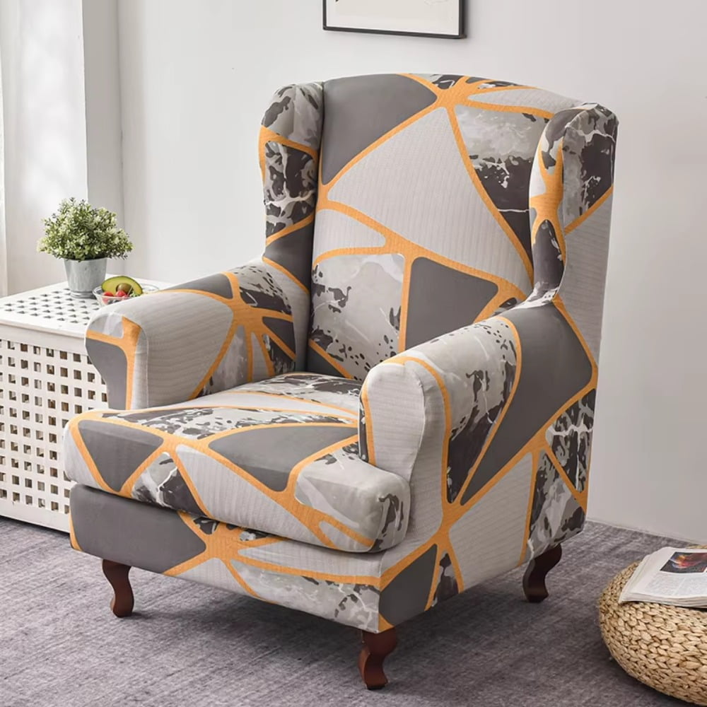 ATJIA Wing Chair Slipcovers 2 Pieces Stretch Wingback Chair Covers Sofa ...
