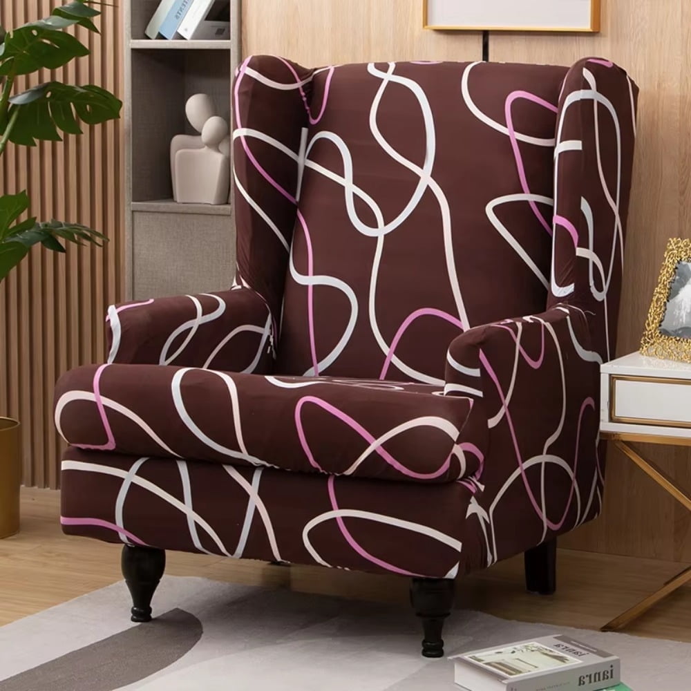 ATJIA Wing Chair Slipcovers 2 Pieces Stretch Wingback Chair Covers Sofa ...