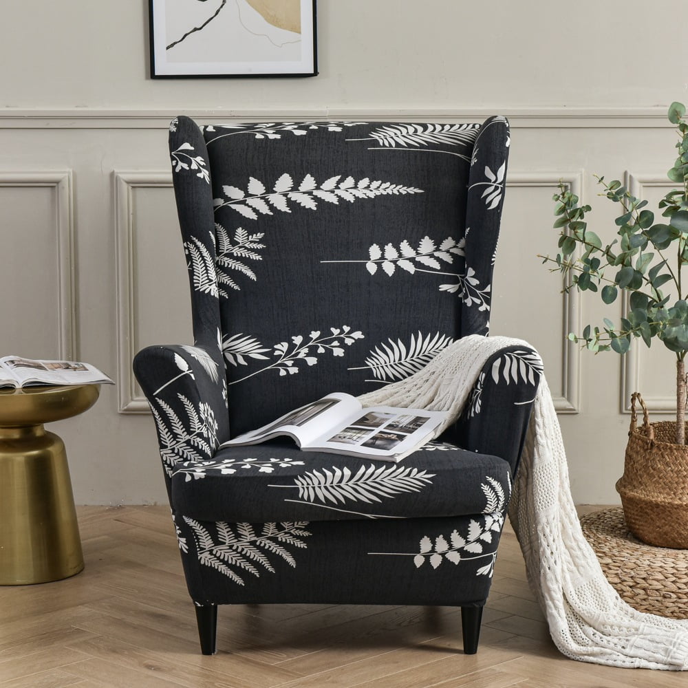 ATJIA Wingback Chair Slipcover 2-Piece Stretch Wingback Chair Sofa ...