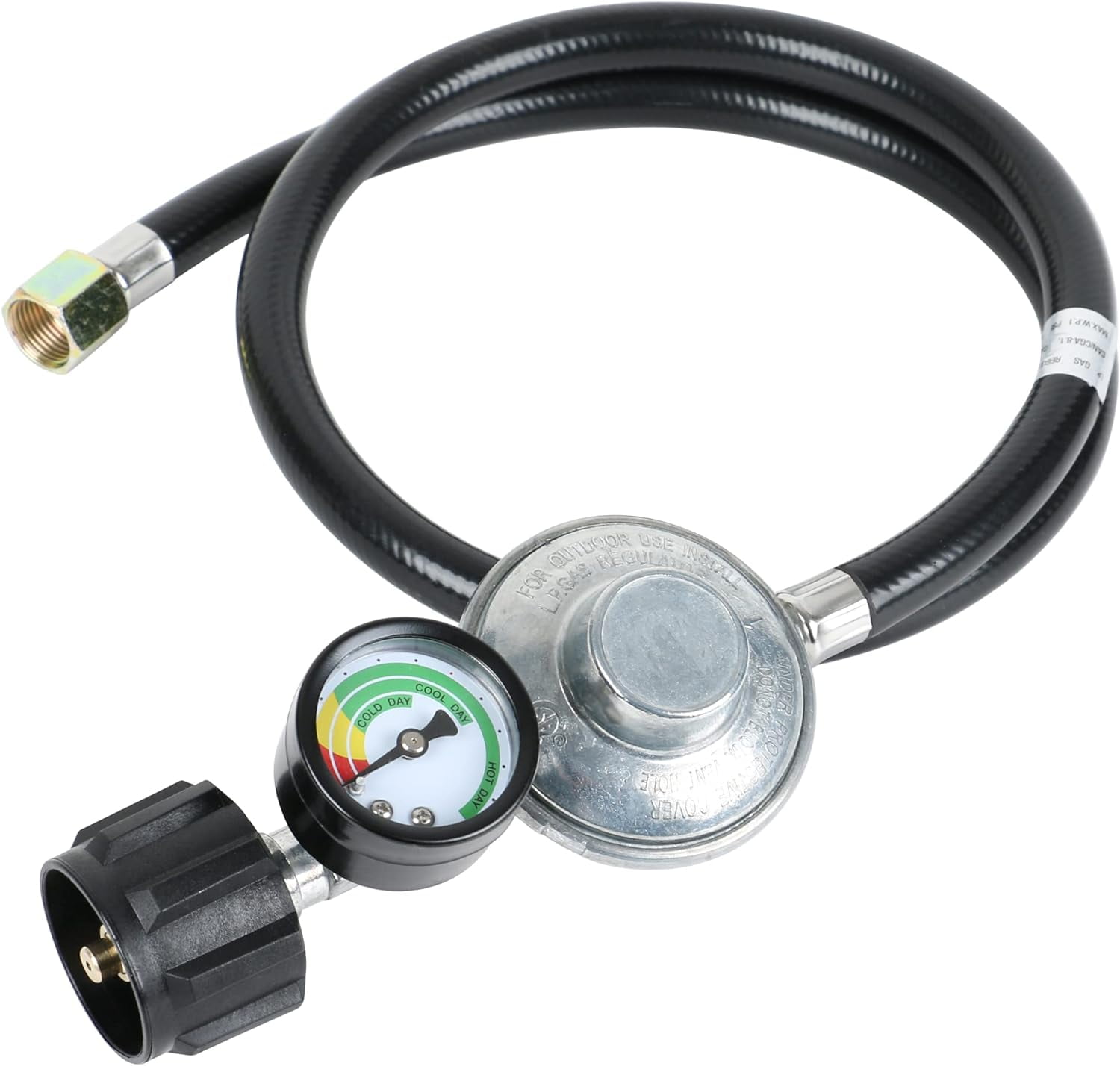 ATKKE 3ft Propane Hose Regulator with Gauge, Universal Gas Grill ...