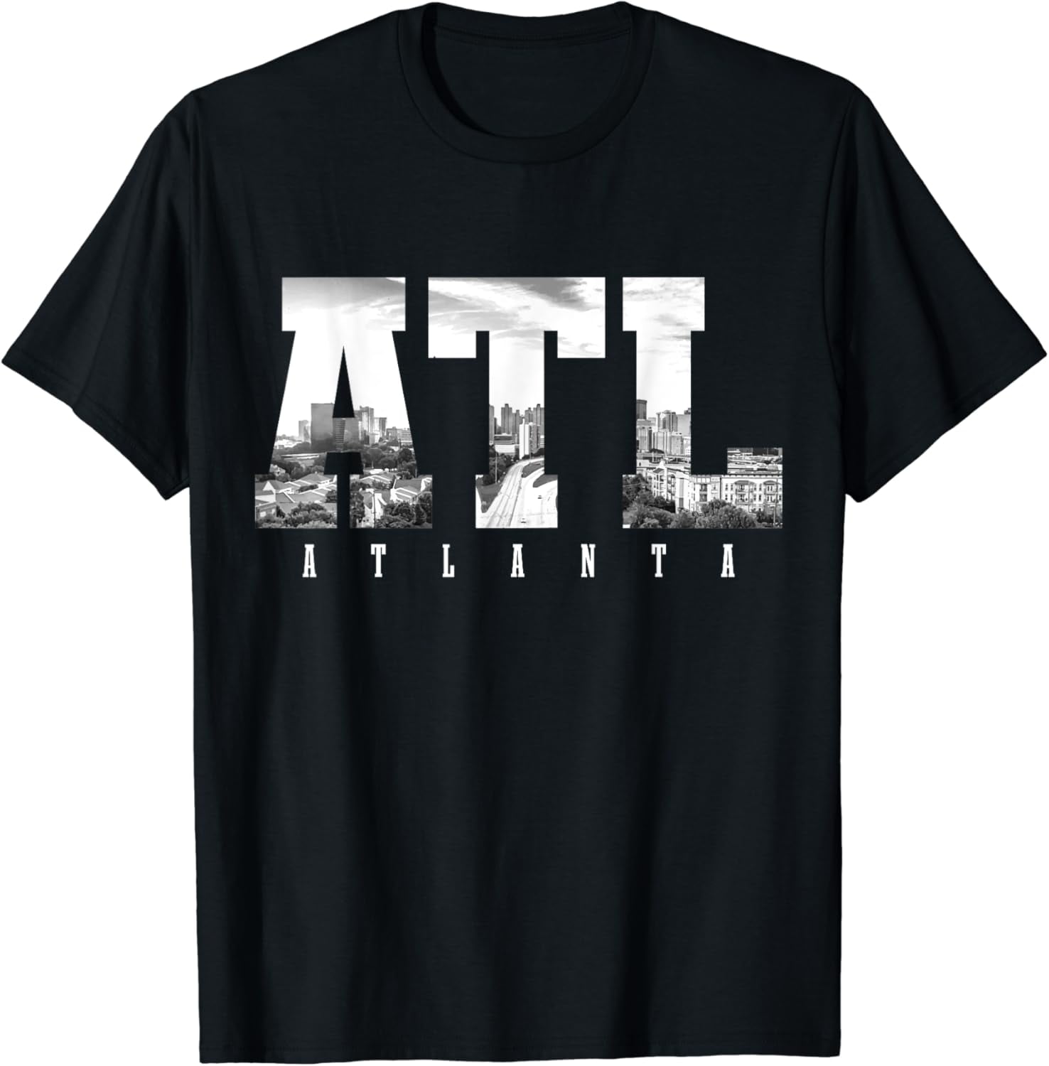 ATL Atlanta Skyline Pride Black & White Vintage Georgia T-Shirt Black ...