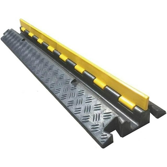 ATLAS Heavy Duty Cable Protector Ramp - 1 Channel - Rubber - Black Base ...