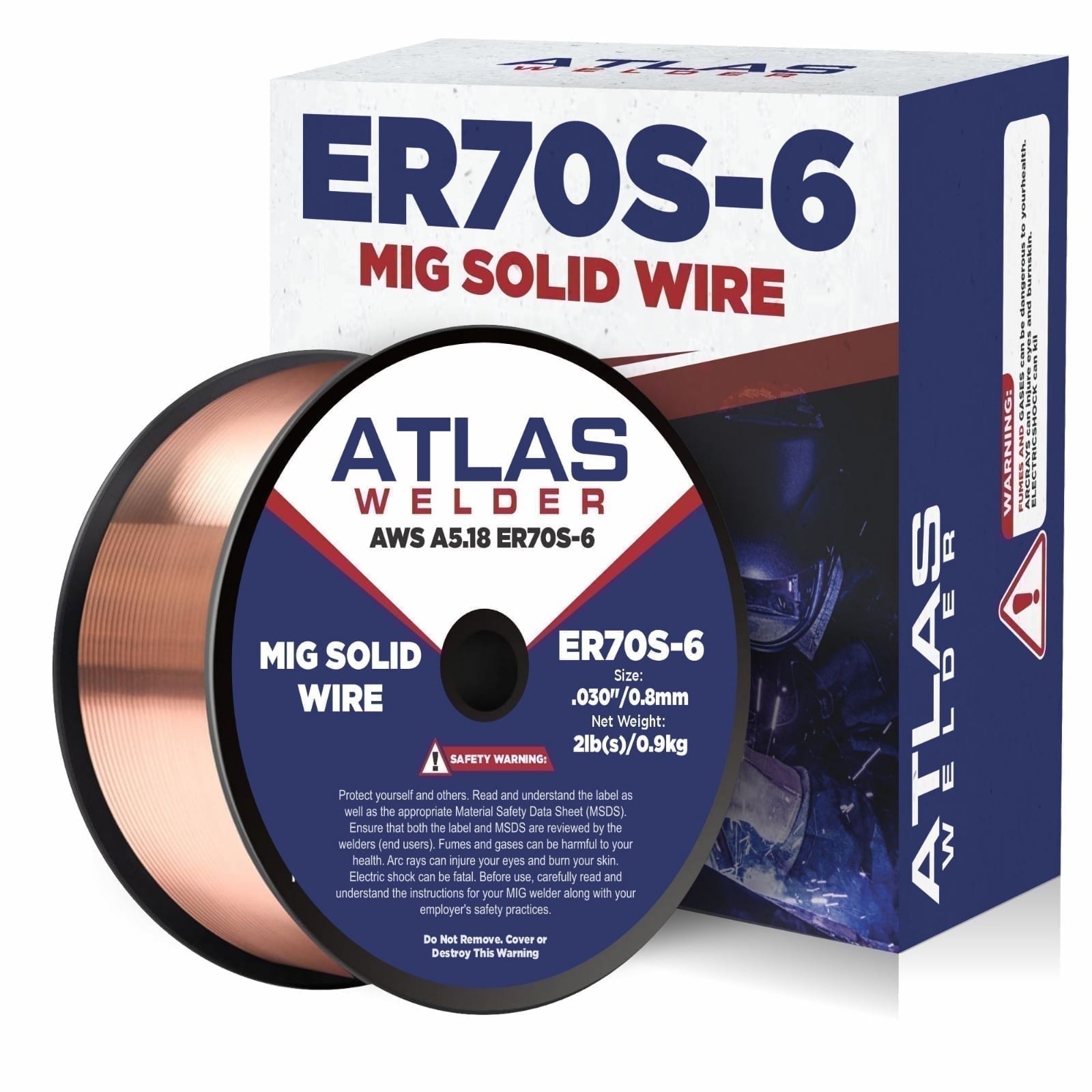 ATLASWELDER ER70S-6 MIG Welding Wire .030" – 2 lb Spool for Mild Steel – Copper Coated Solid ...