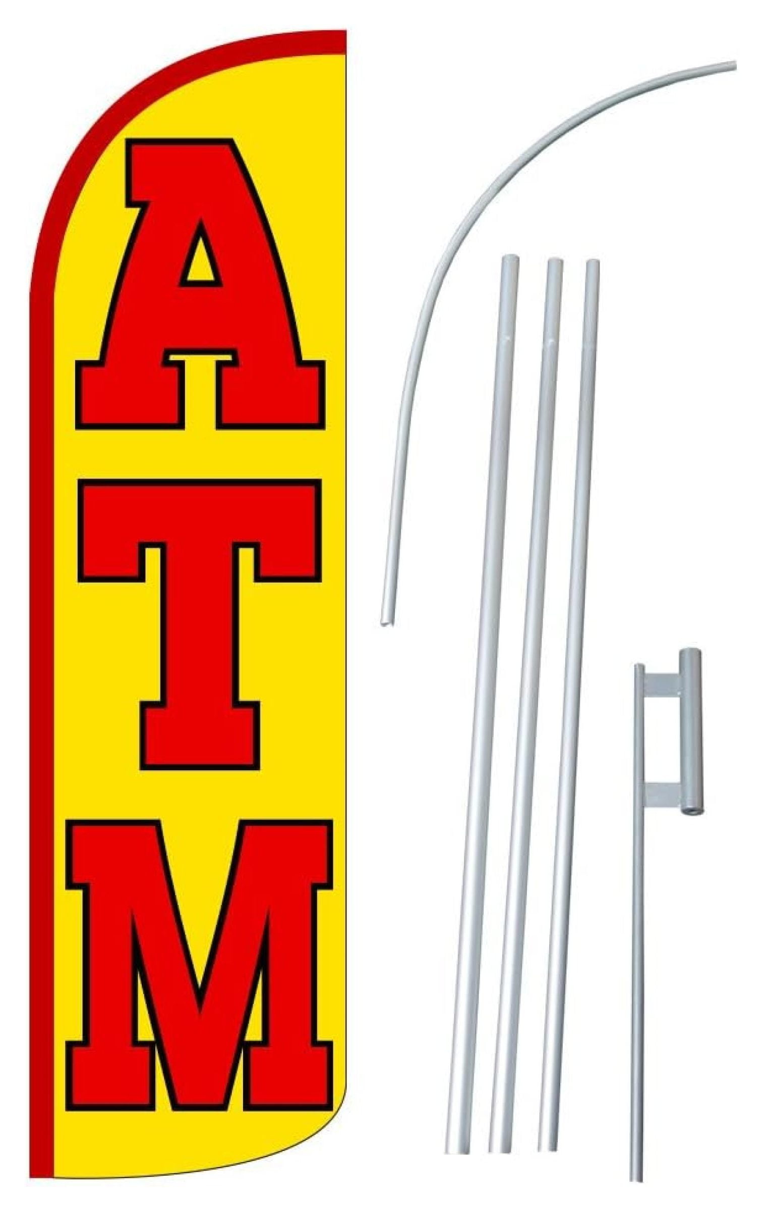 -"ATM" 12-Foot Super Swooper Flag with Heavy-Duty 15-Foot Pole and ...