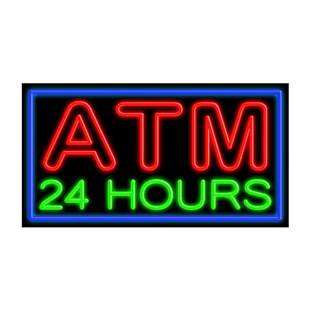 ATM 24 Hours-Glass Neon Sign Made in USA - Walmart.com