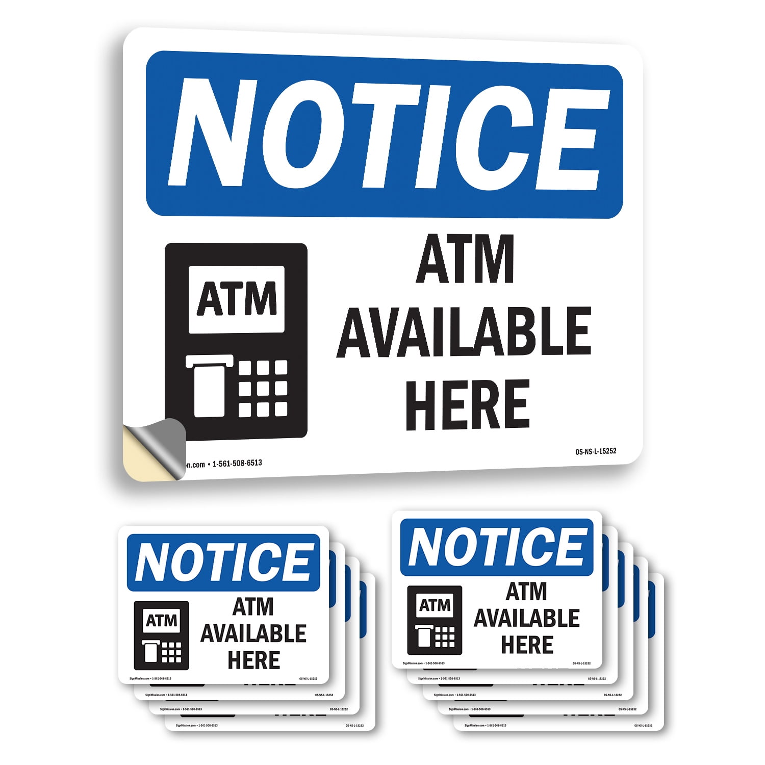 ATM Available Here OSHA Notice Vinyl Decal Label 14 Inch x 10 Inch - 10 ...