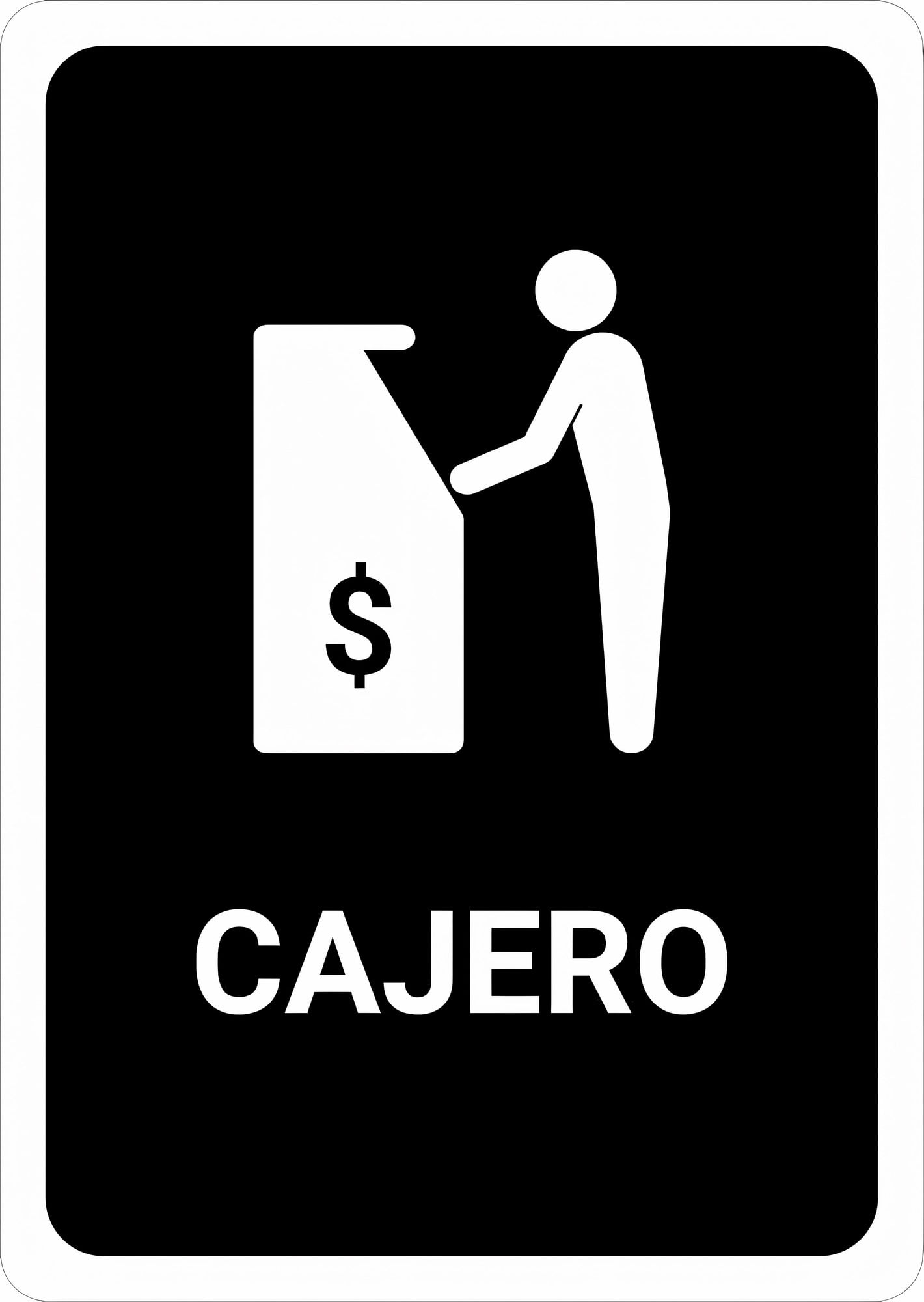 ATM Black Spanish Portrait Sign - 8"x12" Metal Sign, Spanish Language ...