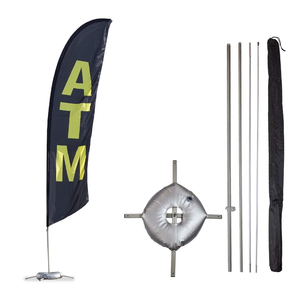 ATM Feather Flag Kit - 13.5ft Swooper Flag with Pole Set, Cross Base ...