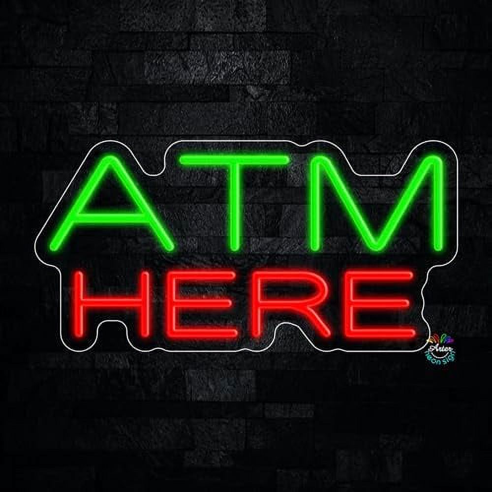 ATM Here LED Neon Sign 20"L x 10"H #32031 - Walmart.com