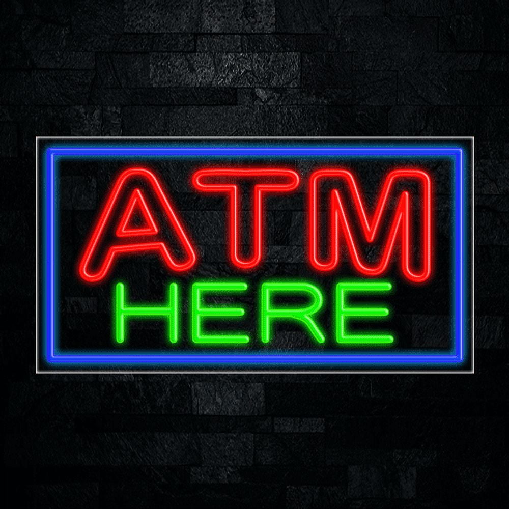 ATM Here-LED Neon Sign 33"L x 18"H #30665 - Walmart.com