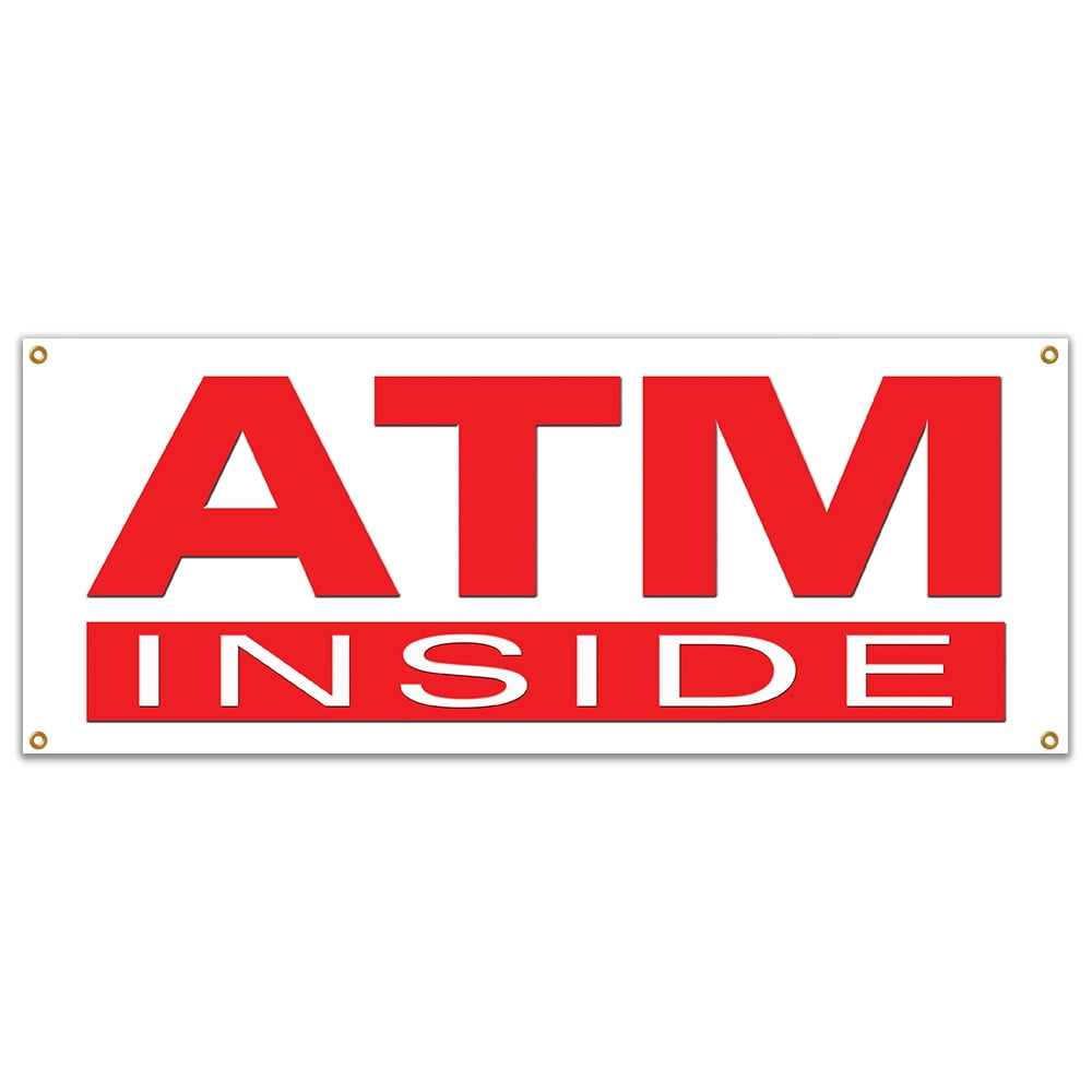 ATM INSIDE BANNER SIGN cash machine money automatic teller machine bank ...
