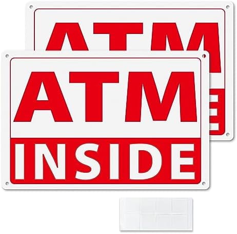 ATM Inside Sign Aluminum 12x8 Inch Heavy Duty Metal Waterproof ...