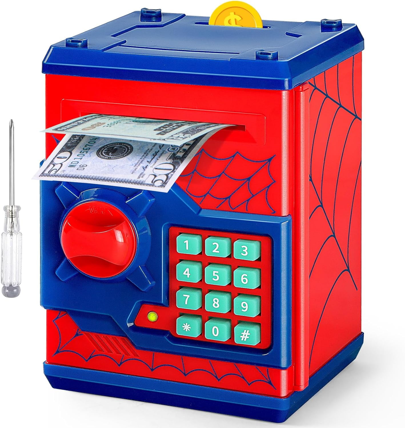ATM Piggy Bank for Boys Girls, Mini ATM Coin Bank Money Saving Box with ...