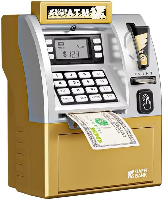 ATM Piggy Bank for Kids with Card & PIN, Electronic Money Bank for Real ...