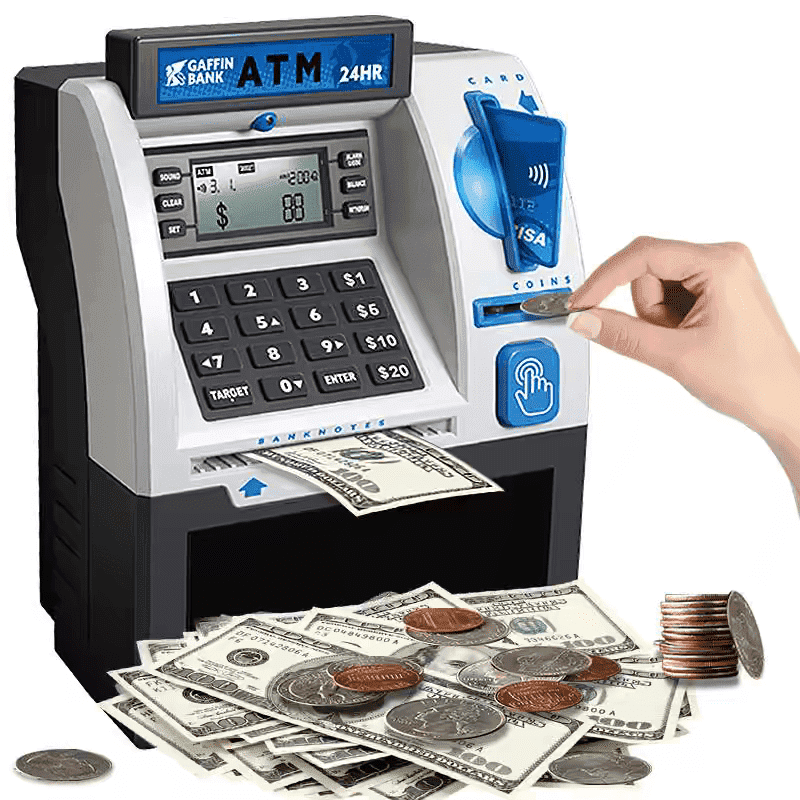 ATM Piggy Bank for Real Money, Digital Electronic Saving Safe Machine ...