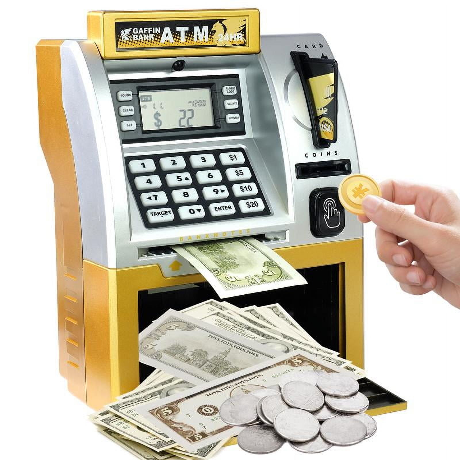 ATM Piggy Bank Toy for Kids with Debit Card, Bill Feeder, Coin ...