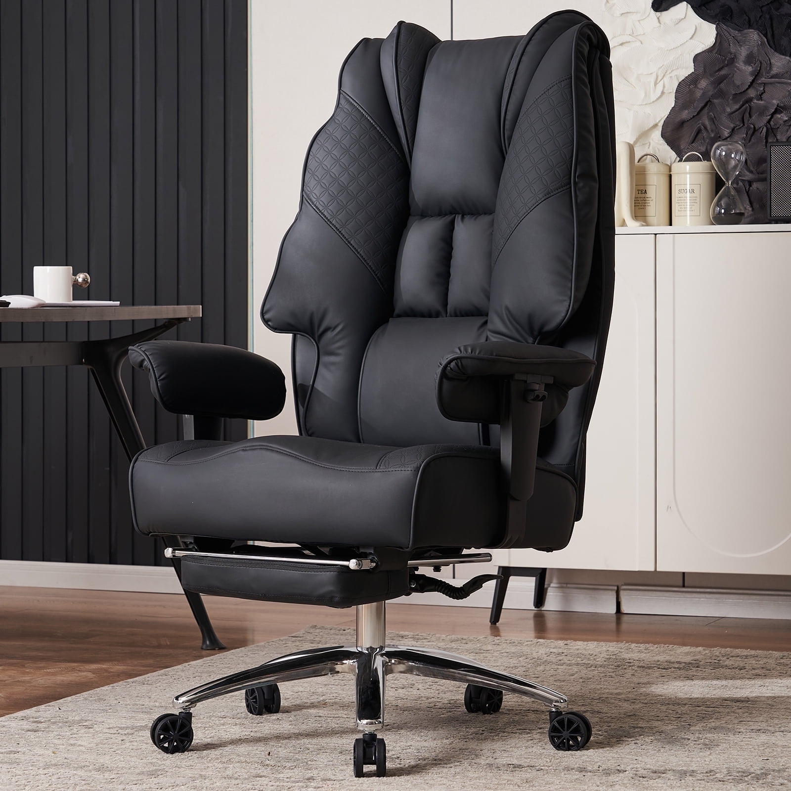 ATMILD Leather High Back Executive Office Chair with Ergonomic Lumbar ...
