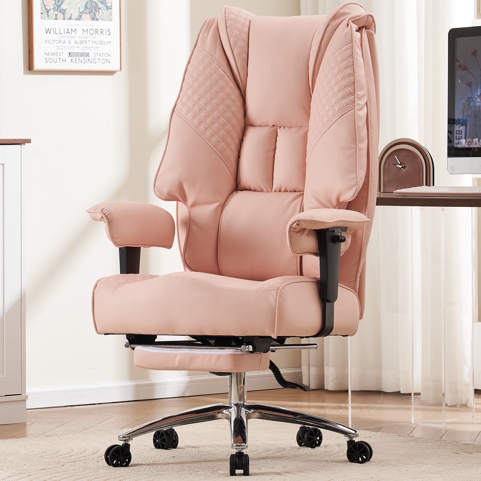 ATMILD Leather High Back Executive Office Chair with Ergonomic Lumbar ...