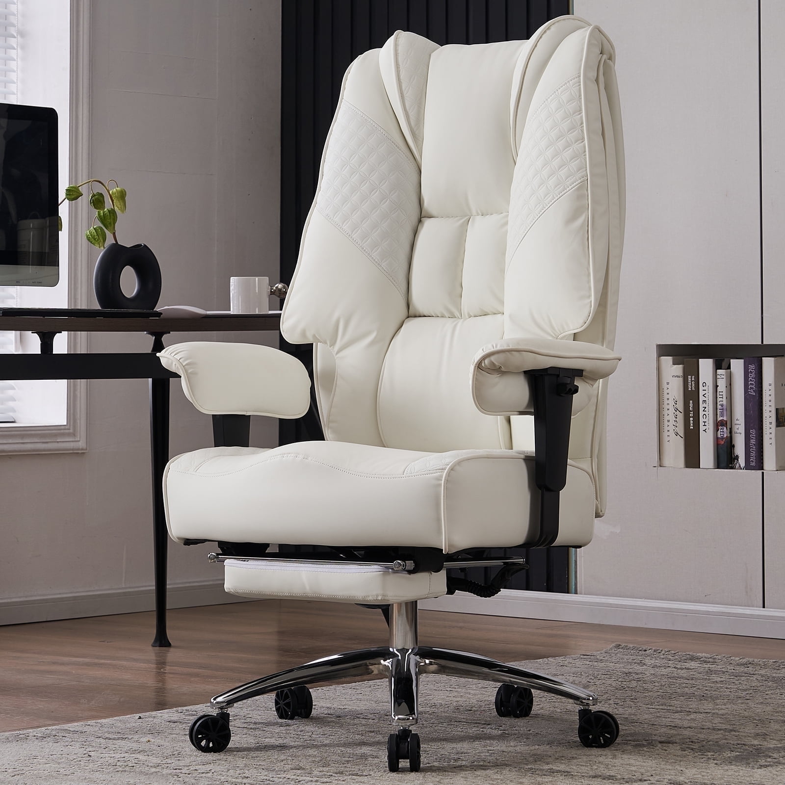 ATMILD Leather High Back Executive Office Chair with Ergonomic Lumbar ...