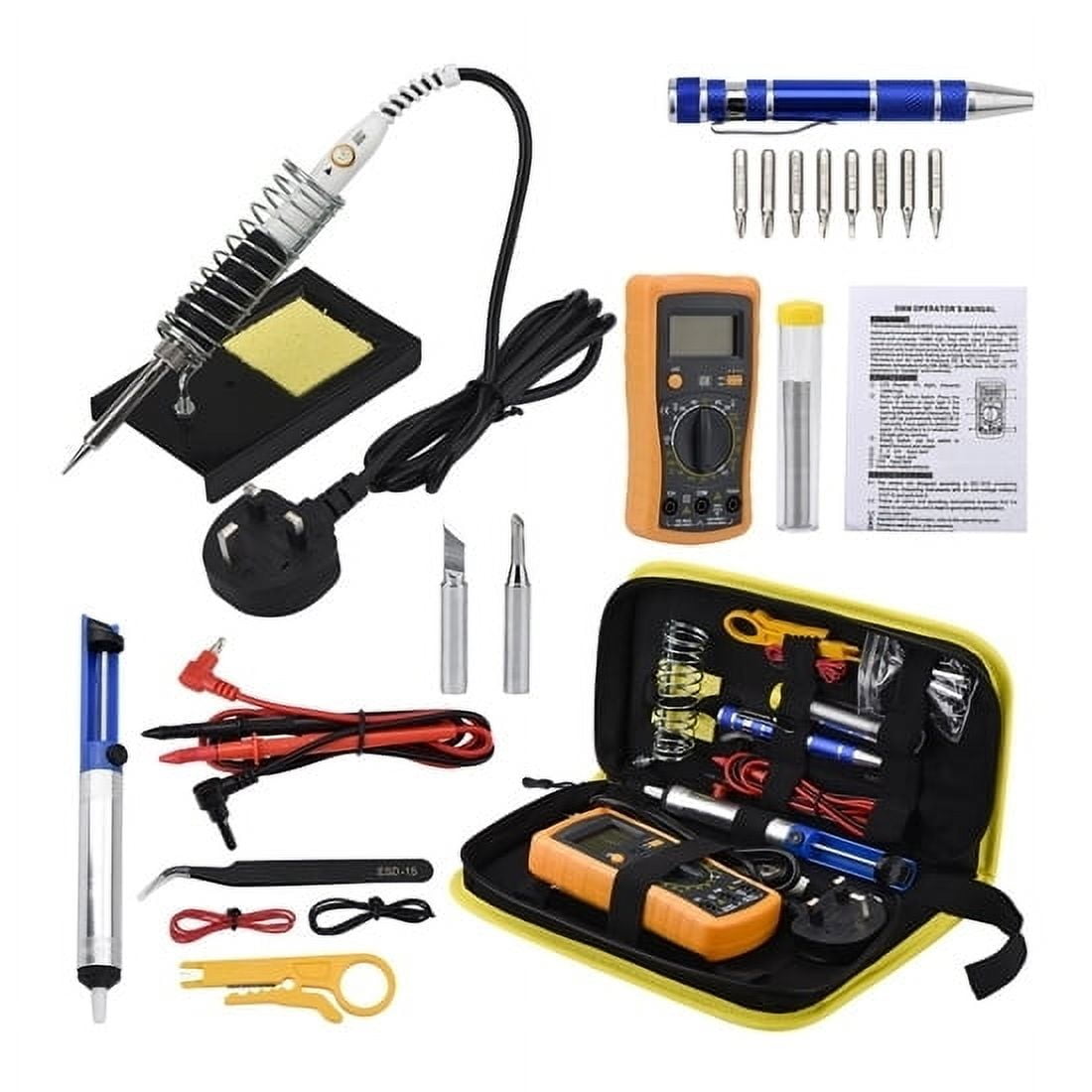 ATO 60W Soldering Iron Kit with Multimeter, 2PCS Tips,Digital Display ...