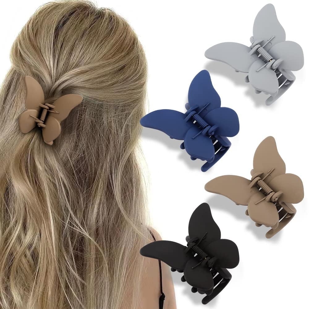 ATODEN Butterfly Clips 4Pcs Butterfly Hair Clips Claw Clips for Thick ...